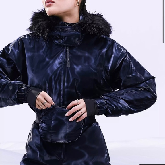 ASOS | Pants & Jumpsuits | Designer Dark Blue Shiny Ski Suit Never ...